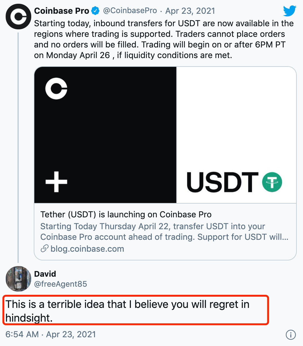 Coinbase 再度推遲 USDT 交易，真的只是因為 API 問題嗎？