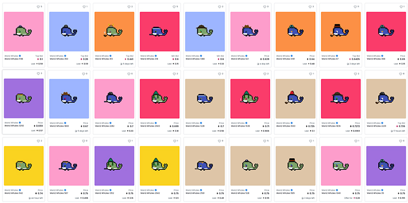 12歲英國男童創作NFT賺進40萬美元，Weird Whales像素化鯨魚長這樣