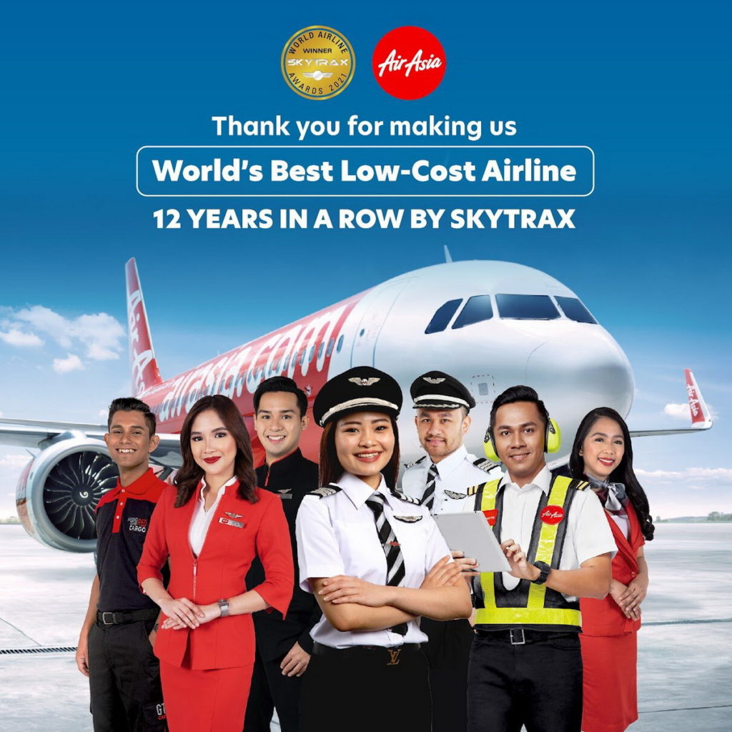 AirAsia連續12年榮獲Skytrax世界最佳低成本航空獎