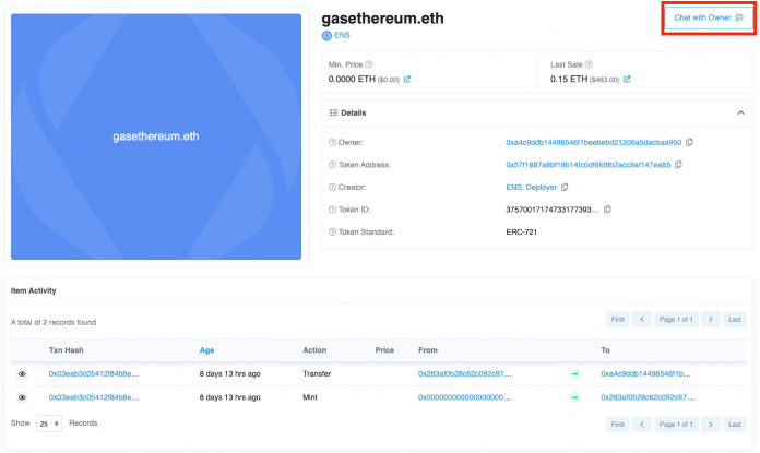 以太坊瀏覽器Etherscan新功能，查看NFT詳細資訊、與持有人進行對話