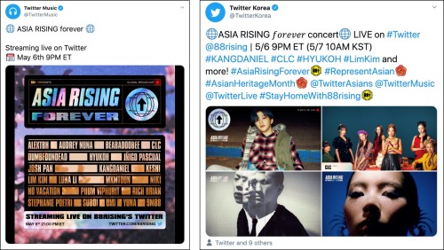 Twitter網上直播全球演唱會「ASIA RISING FOREVER」