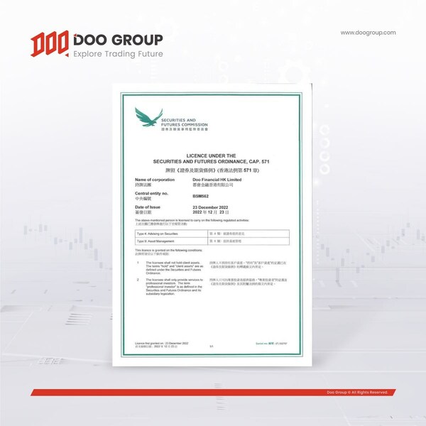 Doo Financial Hk Limited 獲批香港證監會第 4、9 類牌照 