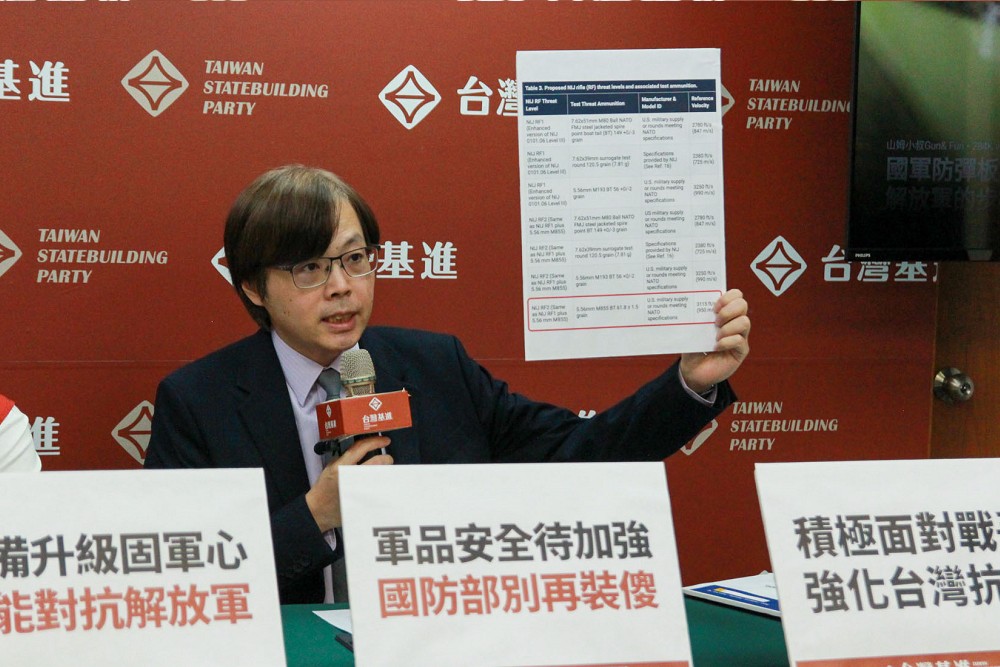 抗彈板規格落後世界20年 基進:要國軍用新手裝備打魔王?