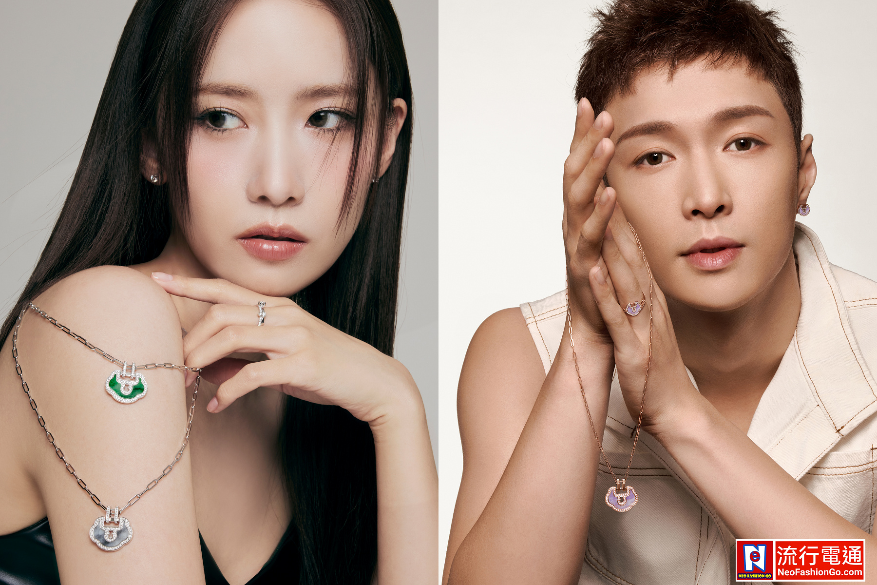 潤娥與張藝興的 Qeelin「Yu Yi」系列佩戴演繹：「當如意不再只是符號，而是一種心之所向。讓珠寶不只飾人，更飾心。」