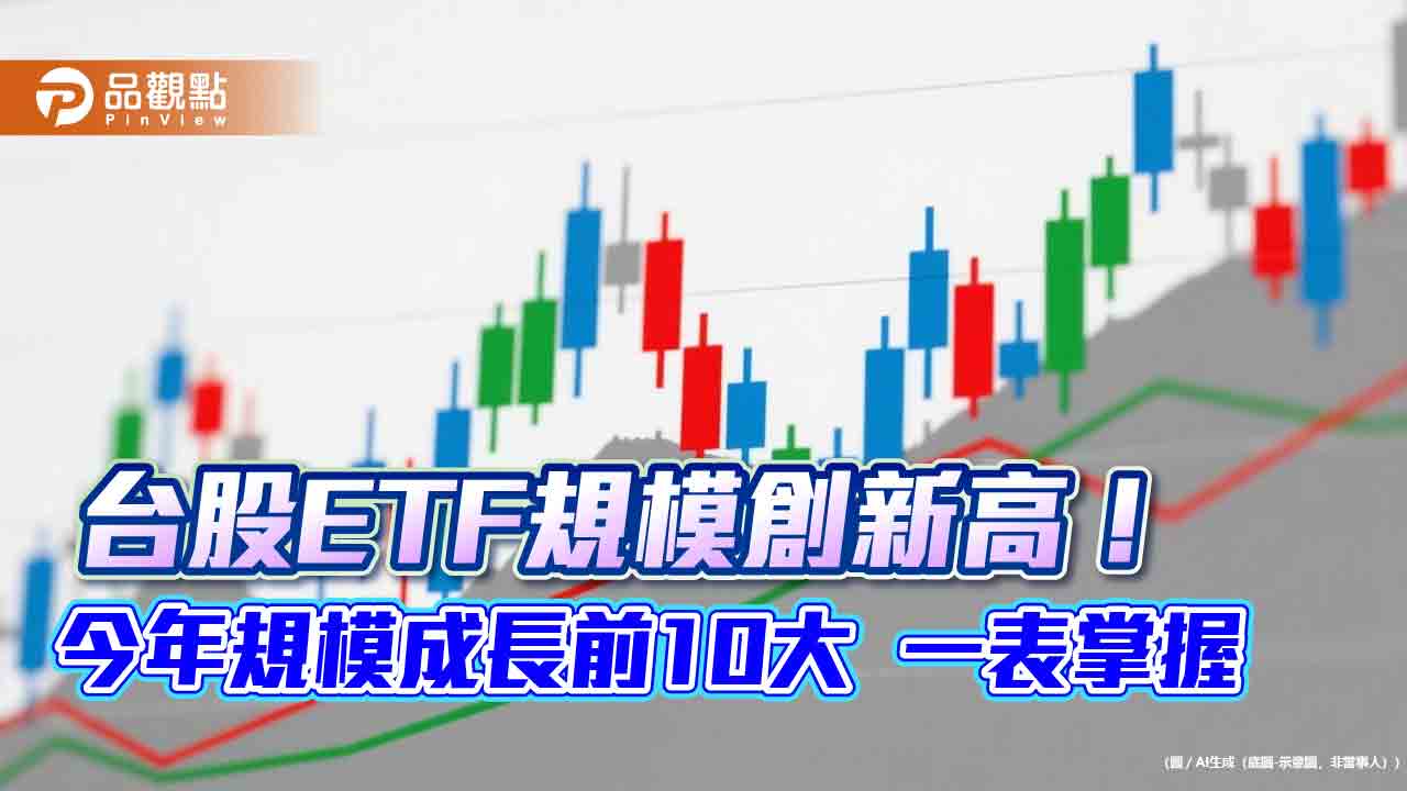 台股ETF規模3.36兆創新高！0050、0056、00919、00878、006208 成長前5強
